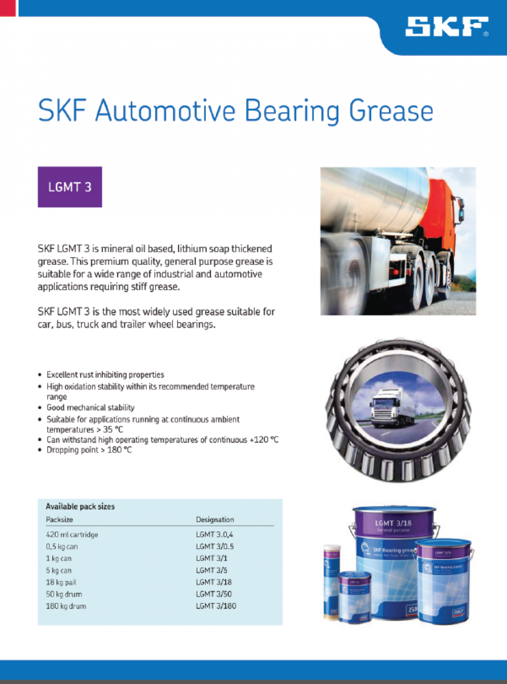 SKF Automotive Bearing Grease LGMT 3 - Mineral Circles Bearings